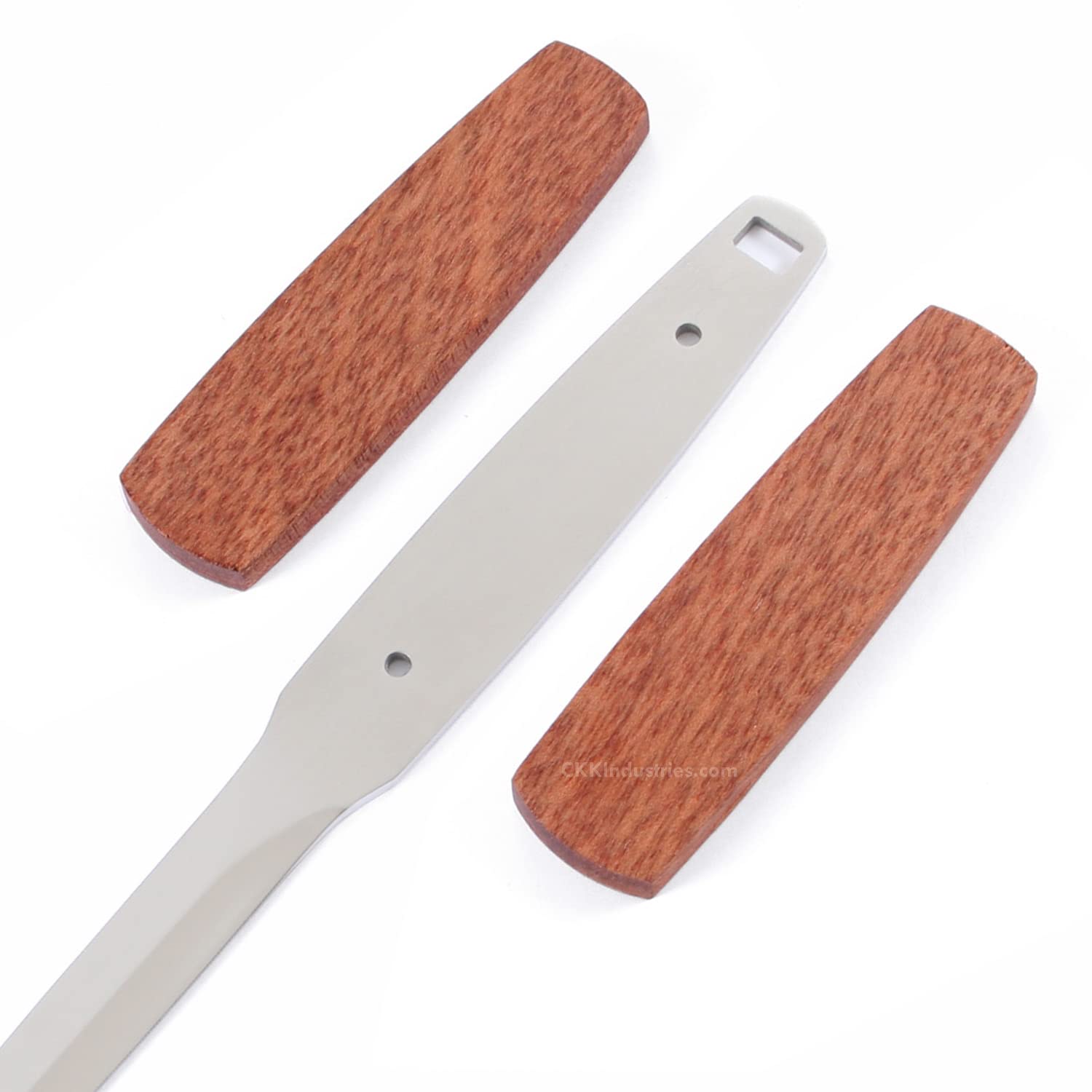 EZSMITH Letterman Knife Kit - DIY Fixed Blade Knife - (Blade Blank & Pinstock w/Pre-machined Bloodwood Handle Blanks) - (USA Design) - (Gift Boxed) - (by KnifeKits)