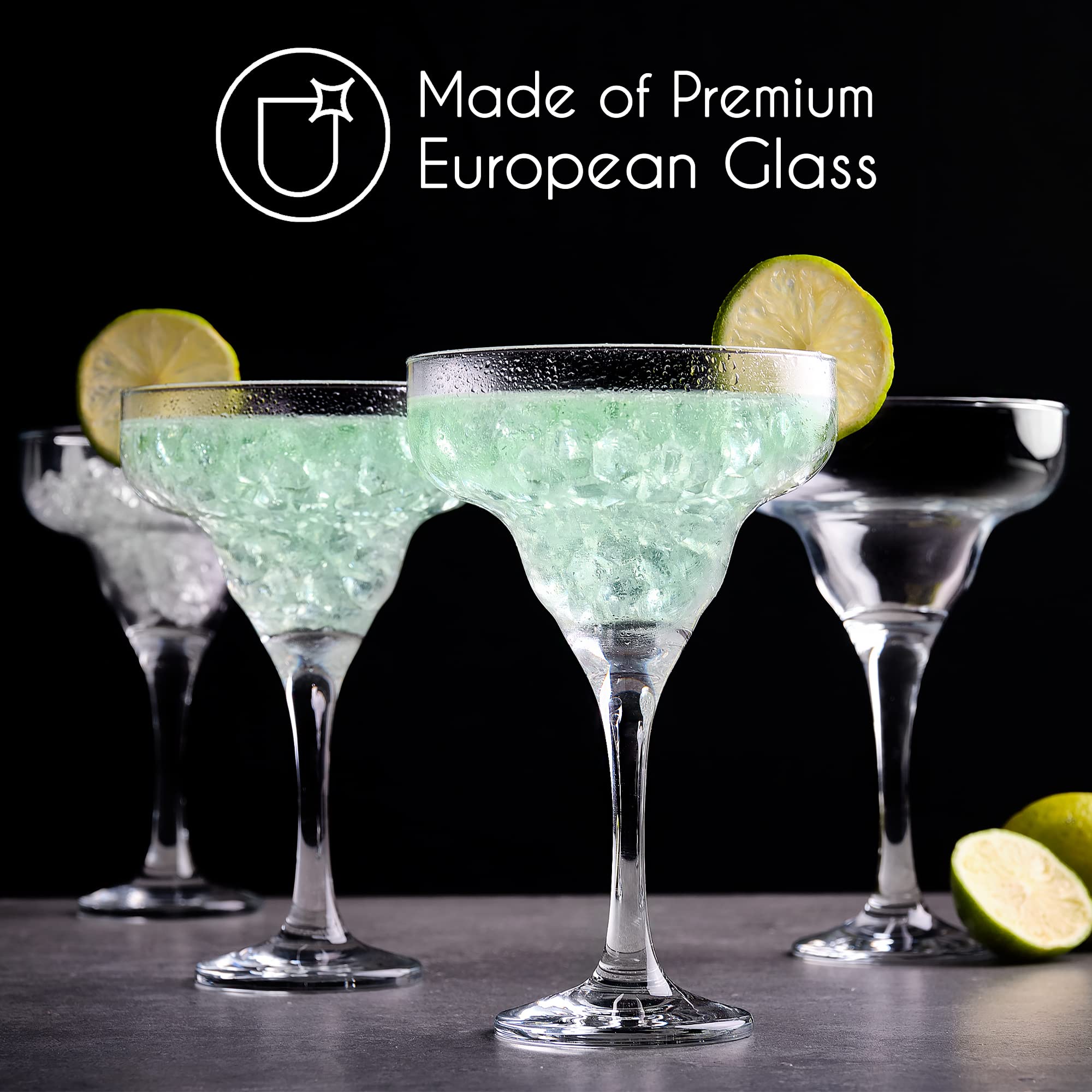 Crystalia Margarita Glasses Set of 4, Cocktail Glasses for Party, 10 ¼ oz Stemmed Classic Cocktail Drinking Glasses for Frozen Drinks or Crushed Iced Drinks