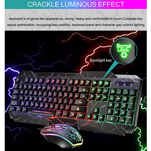 EXHNLE Gaming Keyboard and Mouse Combo, Wired Backlight Keyboard and Mouse, 104 Keys Keyboard Mouse, for Laptop PC Computer Game and Work