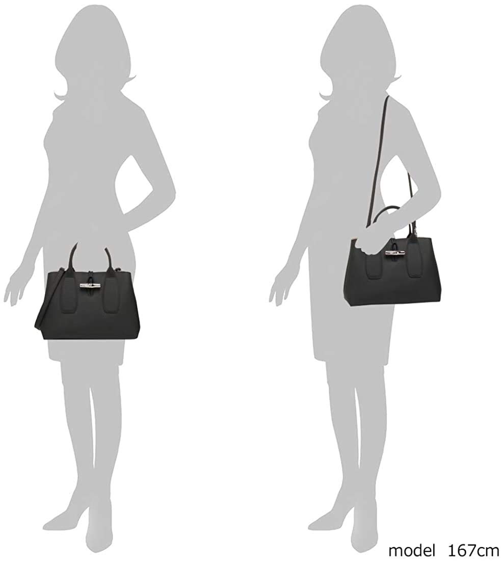 Longchamp 'Roseau' Leather Top handle Shoulder Tote Handbag, Black