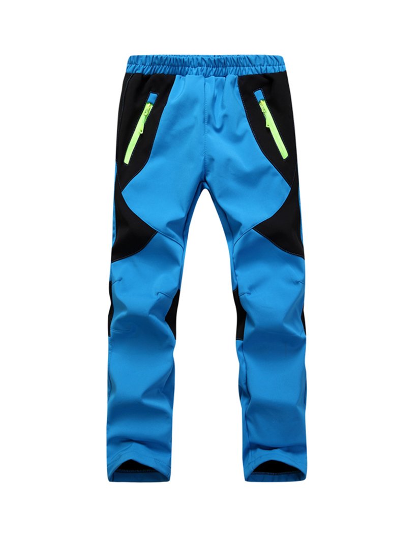 CATERTO Youth Snow Pants with Reinforced Knees and Seat,Warm Climbing Trousers For Boys and Girls Blue S