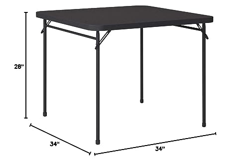 Cosco 34" Square Top Folding Portable Table, Metal Folding Legs, Black