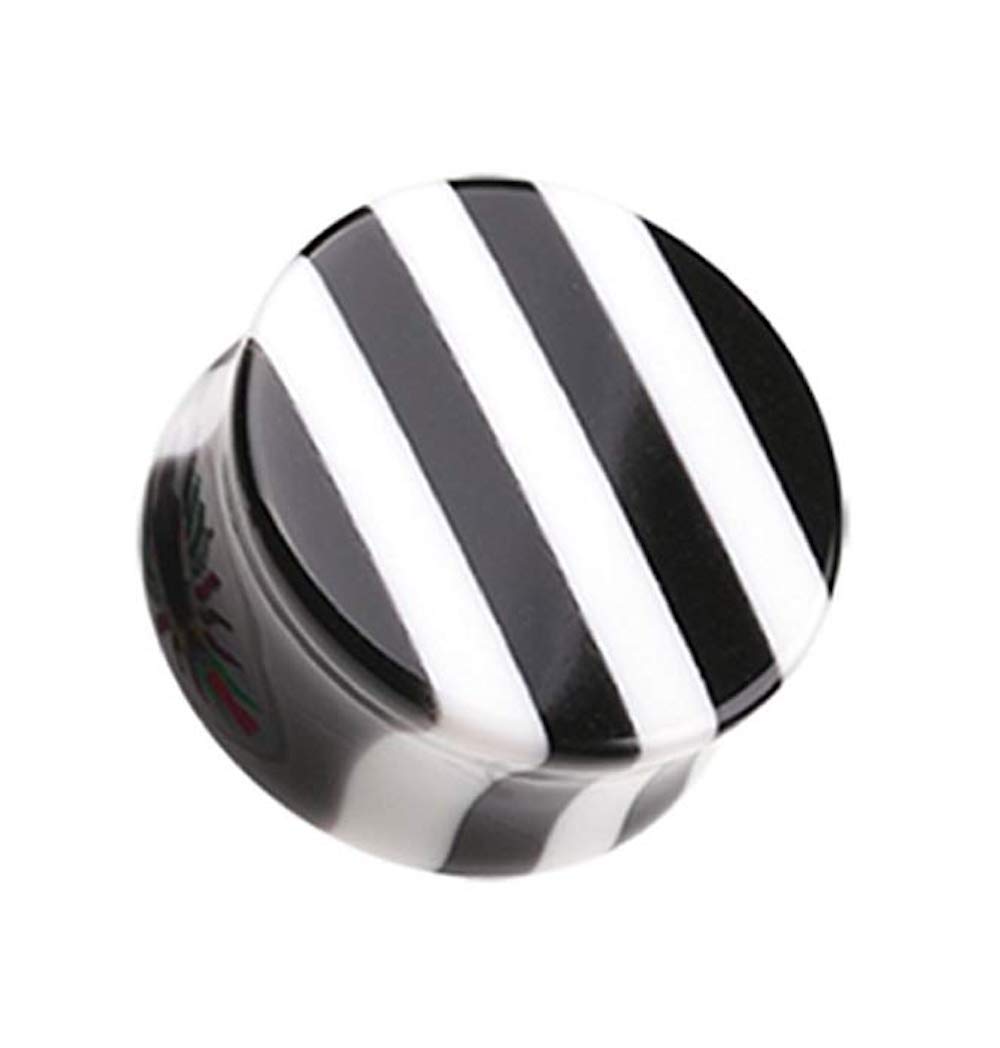 Covet Jewelry Brilliant Stripes Double Flared Ear Gauge Plug (1" (25mm), White)