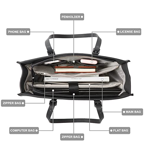 Laptop Bag for Women 15.6 inch Laptop Tote Bag Leather Classy Computer Briefcase Work Waterproof Handbag Professional Shoulder Bag Womens Business Office Large Capacity Bag Purse 2pcs
