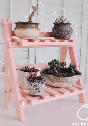 ZSALTT Living Room Floor-to-Ceiling Solid Wood Balcony Flower Stand Wooden Shelving Multi-Storey Interior Multi-Functional Succulent Green Straw Display Stand