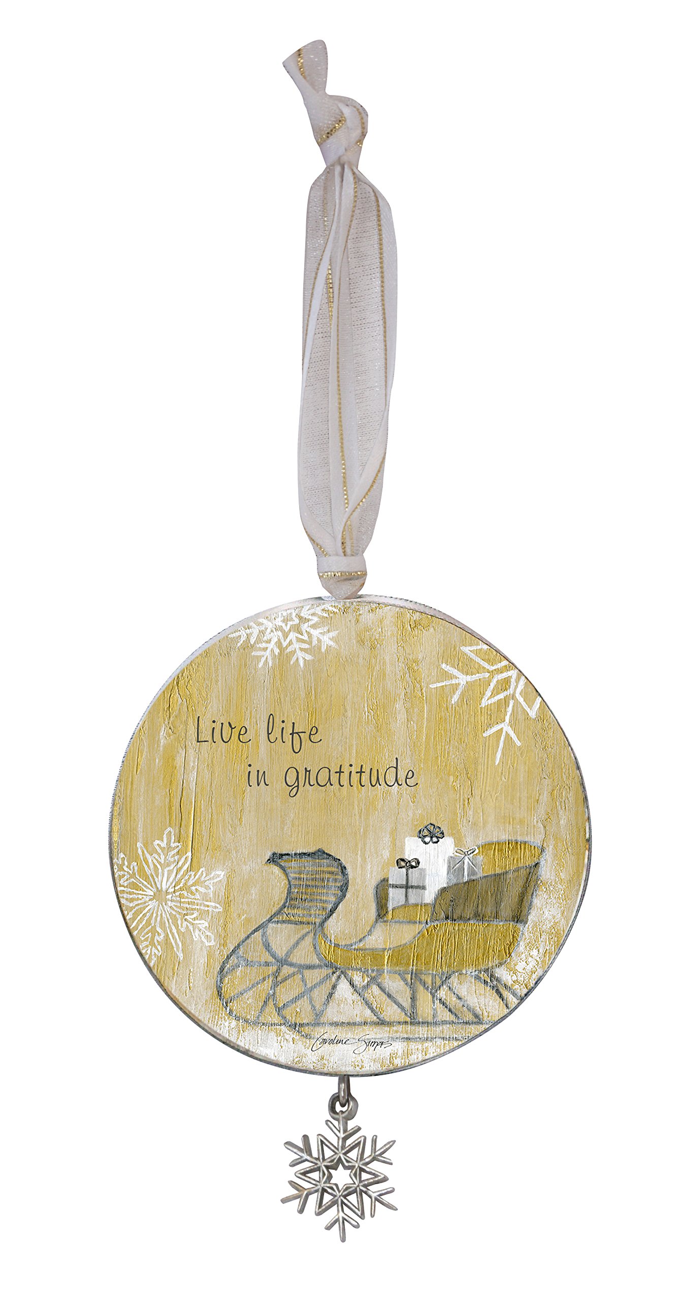 Cathedral Art (Abbey & CA Gift Live Life in Gratitude Ornament, Yellow