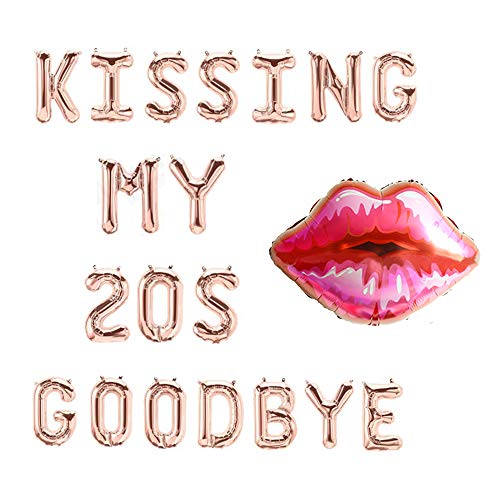 JeVenis Kissing My 20s Goodbye Decorations Kissing My 20s Goodbye Banner Balloons 30th Birthday Balloon Dirty 30 Balloon