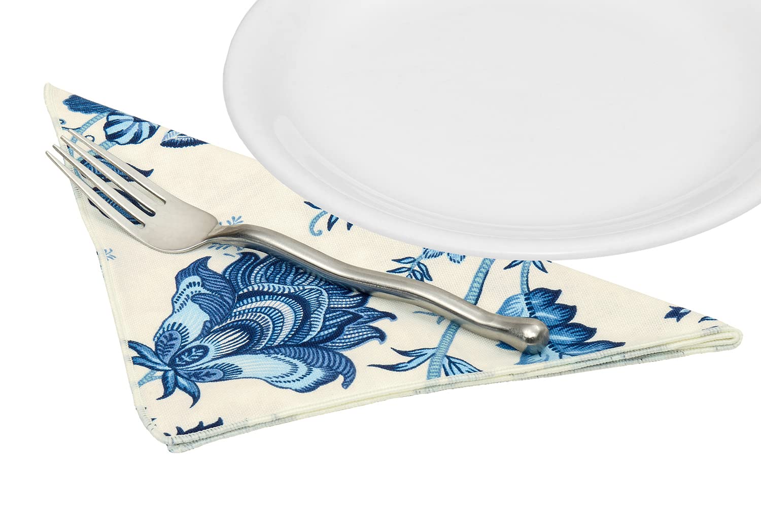 Decorative Things Cloth Napkins Set of 4 Cotton Table Linen Napkins Dinner 18" Backyard Beach Wedding Table Décor Pool Party Blue, Off White USA Made