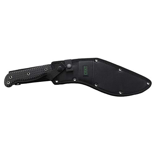 CRKT KUK Fixed Blade Knife: Carbon Steel Knife with Full Tang Kukri Recurved Blade, Injection Molded Handle, and Polyester Sheath 2742