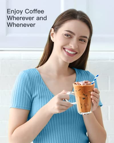 Famiworths Iced Coffee Maker, Hot and Cold Coffee Maker Single Serve for K Cup and Ground, with Descaling Reminder and Self Cleaning, Iced Coffee Machine for Home, Office and RV,Matcha Green