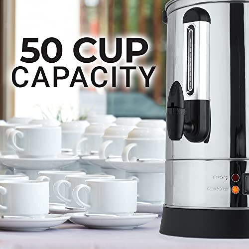Zulay Premium 50 Cup Commercial Coffee Urn - Stainless Steel Large Coffee Dispenser For Quick Brewing - Automatic Hot Water Dispenser - Ideal for Large Crowds - Perfect for Any Occasion