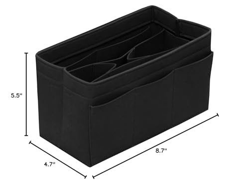 DailyPlus Purse Organizer Insert Felt Bag Organizer Handbag Organizer Insert Bag In Bag Organizer for Tote Purse Bag 14 Pockets Black Small