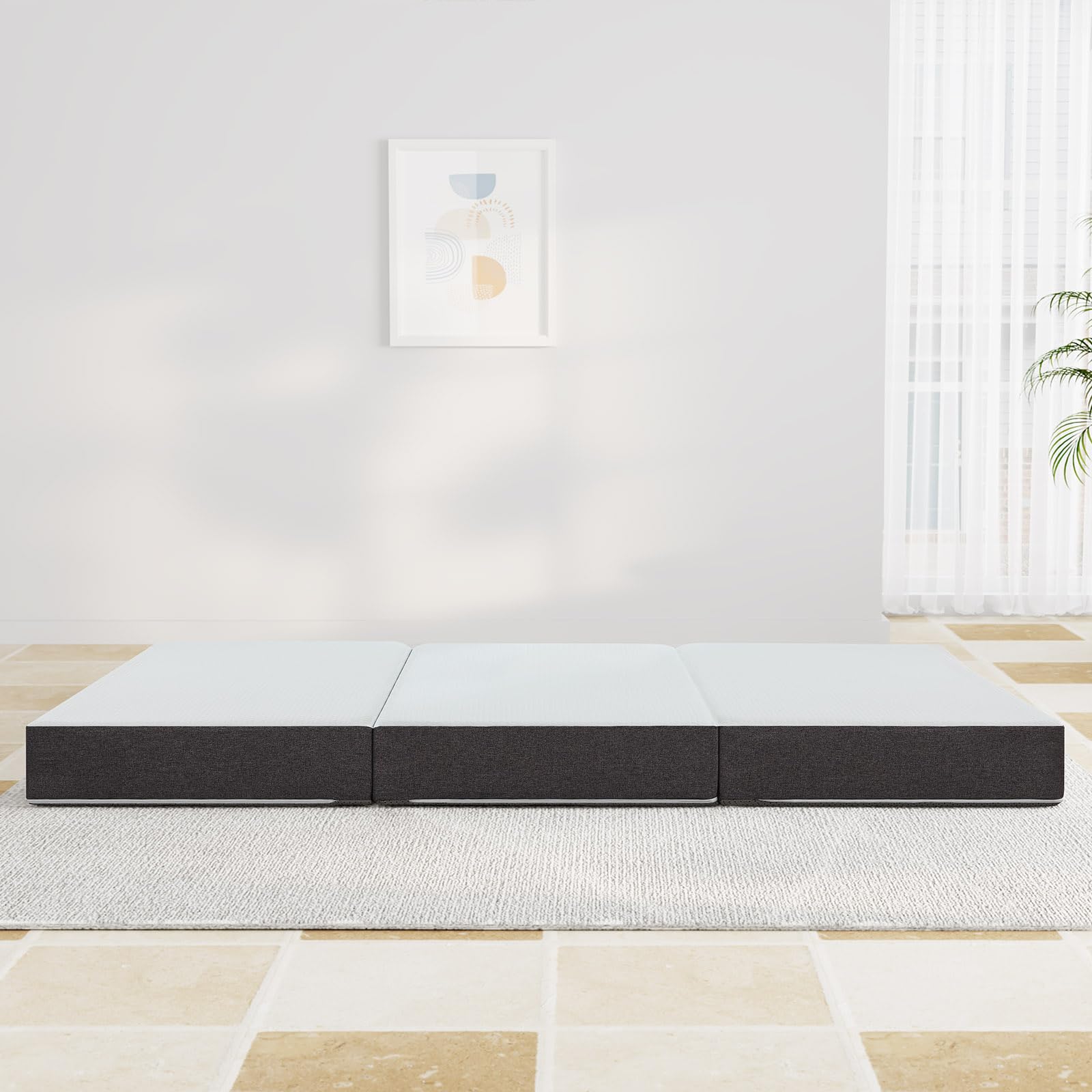 Generic Folding Mattress Topper with Storage Cover, 3 inch Tri Folding Memory Foam Mattress Topper, Queen Size - 58""x 78""x 3""