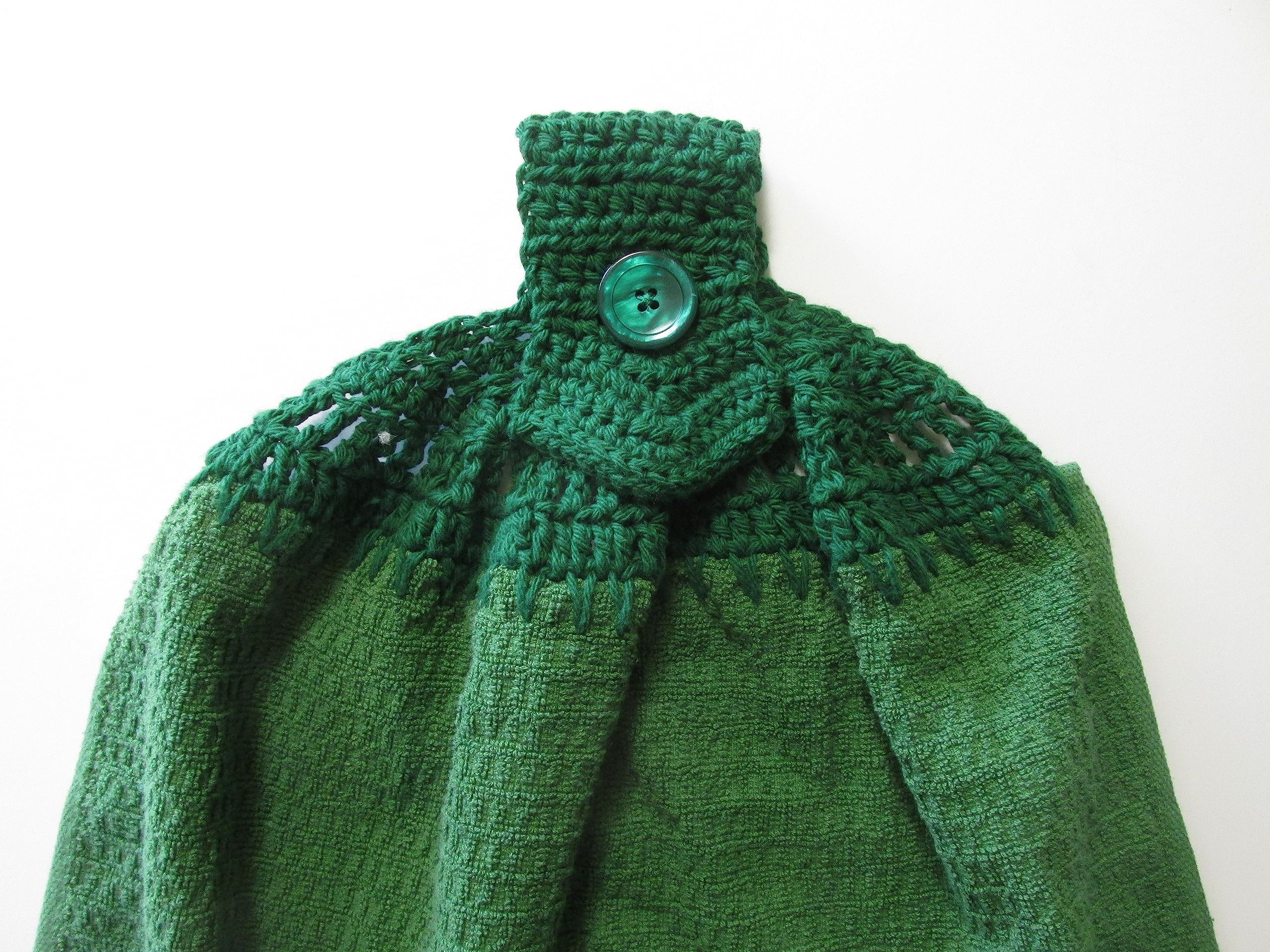 Dark Green Kitchen Towel - Double Thickness Best Quality Hanging Towel with Dark GreenTop