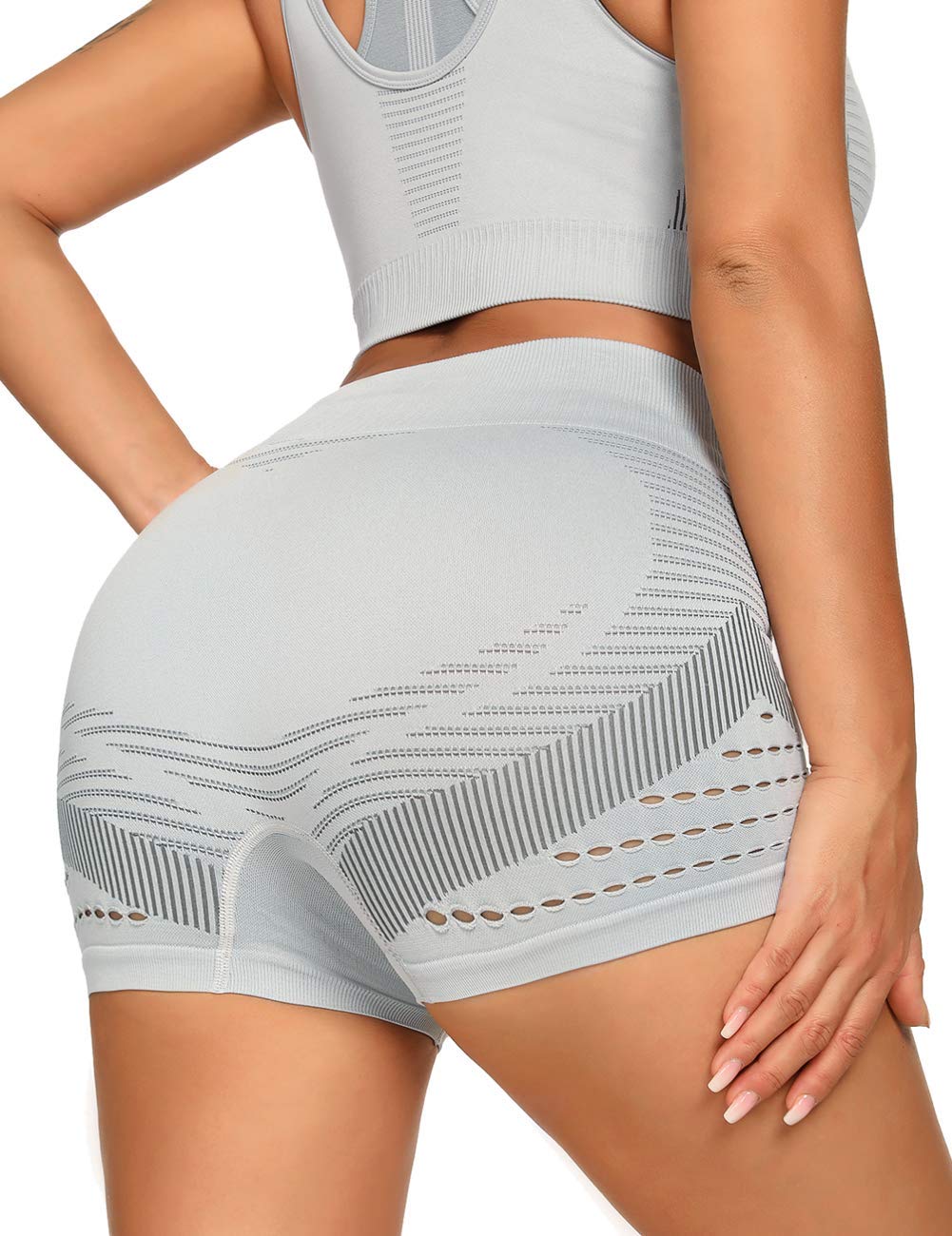 coastal rose Women's High Waisted Biker Shorts Workout Gym Athletic Running Yoga Shorts S Grey