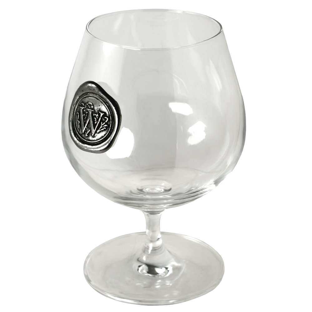 English Pewter Company 14.5oz Brandy Cognac Snifter Glass With Monogram Initial - Personalized Gift With Your Choice of Initial (W) [MON223]