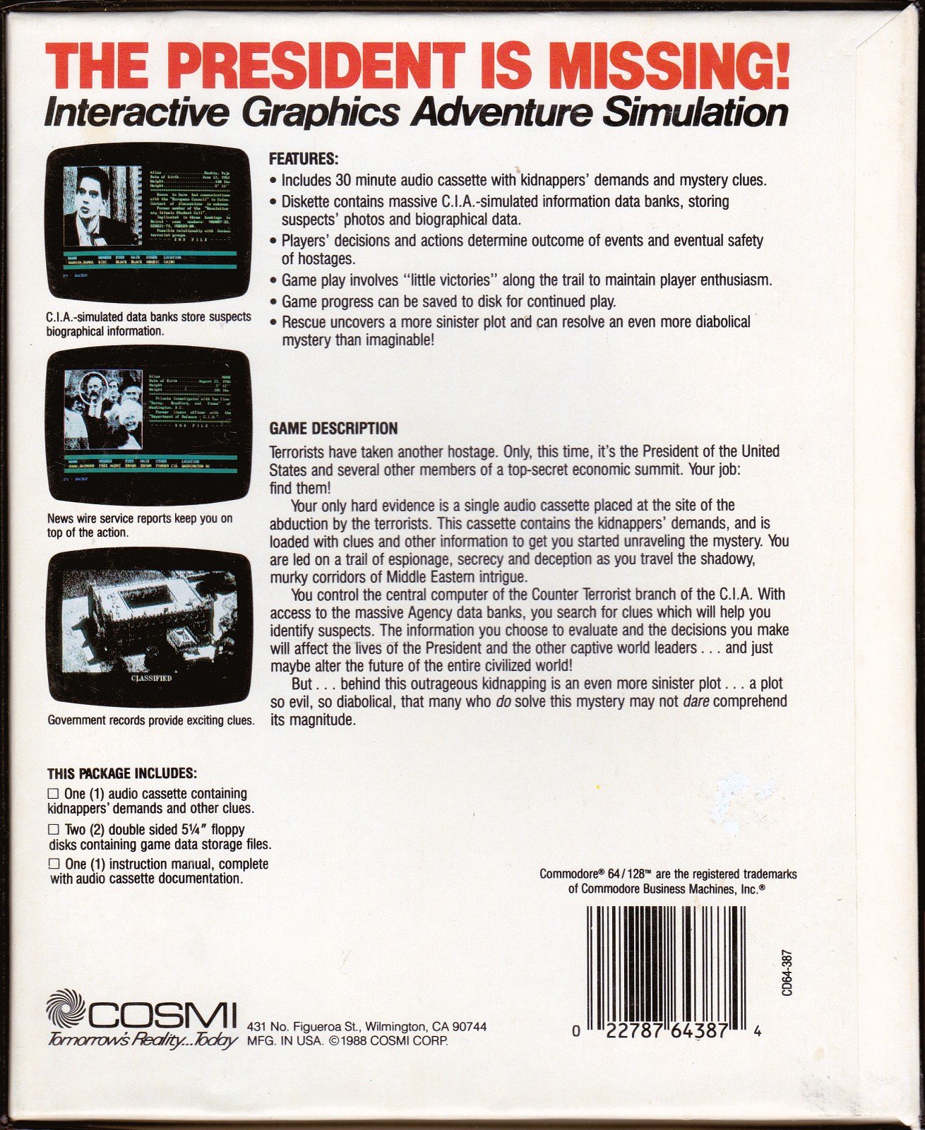The President is Missing - Commodore 64