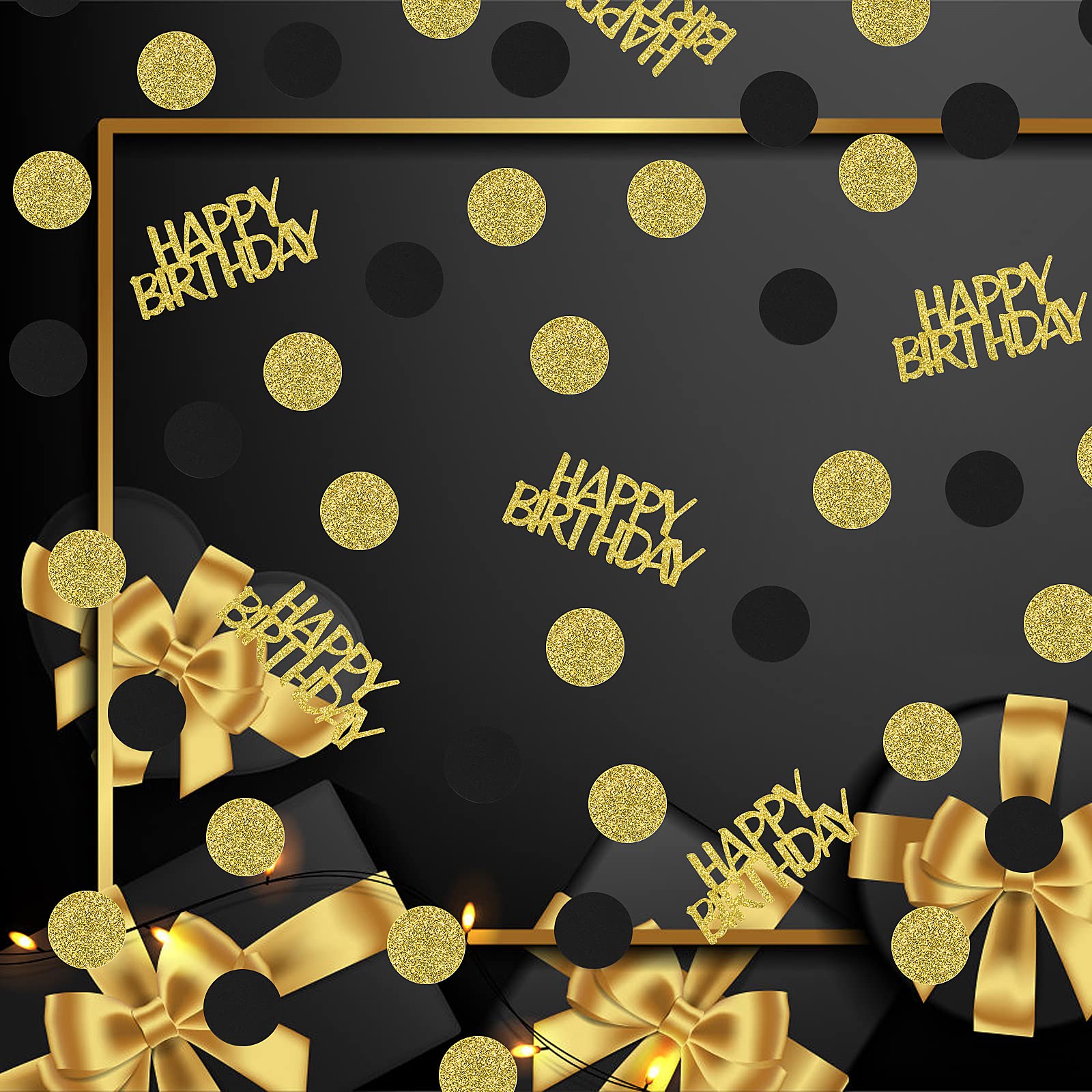 Happy Birthday Party Confetti for Table Glitter Black and Gold Birthday Table Confetti,Sprinkling Scatter Circle Dots Birthday Confetti Paper for Birthday Party Table Confetti Decorations (100 PCS)
