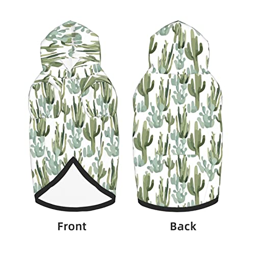 Large Dog Hoodie Desert-Cactus-Arizona Pet Clothes Sweater with Hat Soft Cat Outfit Coat Xx-Large