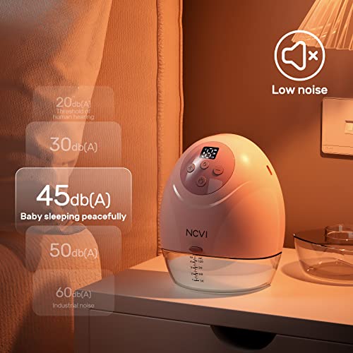 NCVI Wearable Breast Pump, Breast Pump Hands Free, Double Electric Breast Pump, Portable Breast Pump with 3 Modes & 9 Levels, Wireless Breast Pump, LCD Display, Rechargeable, 21/24mm Flanges, 1 Pack