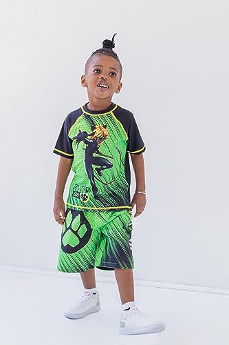 Miraculous Cat Noir Little Boys Pullover Swim Rash Guard Swim Trunks Green 5