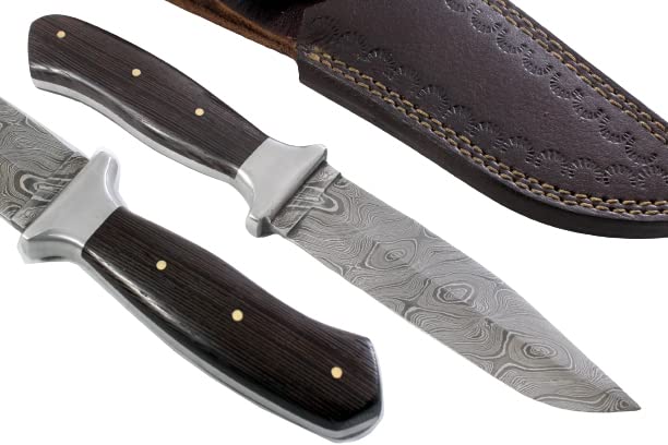 Custom handmade Damascus steel fixed blade hunting knife. PPI-23