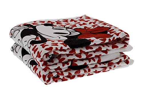 Disney 100% Cotton Kitchen Towels, 2pk, Perfect for Drying Dishes & Hands, Absorbent, Light Weight, and Adorable- Machine Washable- 16β x 26β - Minnie Red Bows
