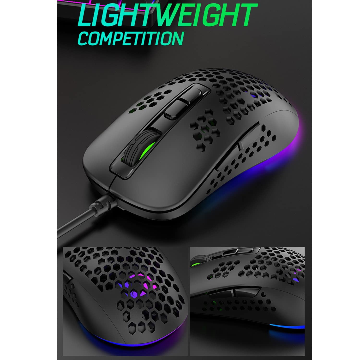 EXHNLE RGB Rainbow Gaming Keyboard and Mouse Combo, 84 Keys Backlit Computer Keyboard USB Wired Backlit Keyboard, for Laptop PC Computer Game and Work (Color : White)