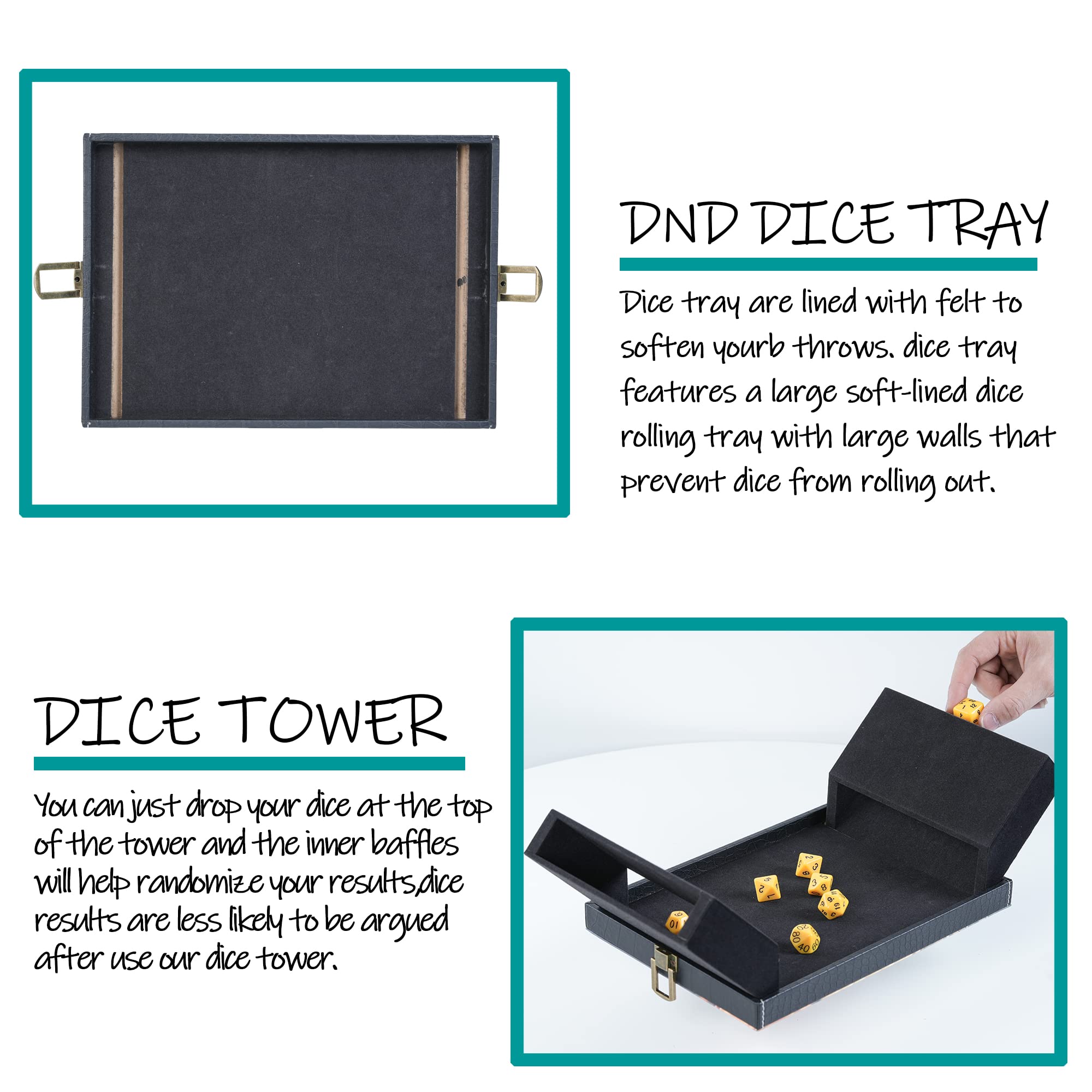 Dice Tray and Dice Tower - 3 in 1 DND Dice Rolling Tray, Dice Tower and Dice Box Storage for RPG Dice, Perfect for RPG and Tabletop Gaming