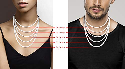 Miabella 925 Sterling Silver Italian Solid 4.5mm Flexible Flat Herringbone Chain Necklace Men Women, 925 Made in Italy (Length 18 Inches (Small))