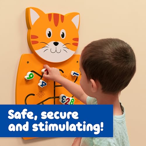 SPARK & WOW Cat Activity Wall Panel - Ages 18m+ - Montessori Sensory Wall Toy - Number Matching Activity - Busy Board - Toddler Room Décor