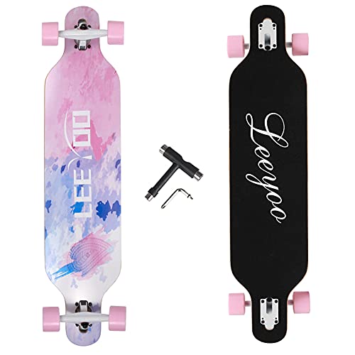 Longboard Skateboard, 41 Inch 8 Layer Natural Maple Drop Through Longboards for Kids Boys Girls Youths Beginners