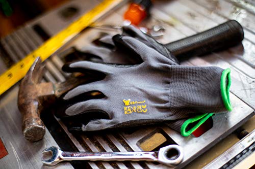 G & F Products 12 PAIRS Mens Working Gloves with Micro Foam Coating - Garden Gloves Texture Grip - men’s Work Glove For general purpose, construction, yardwork, Large (1519L-12),Grey/Black