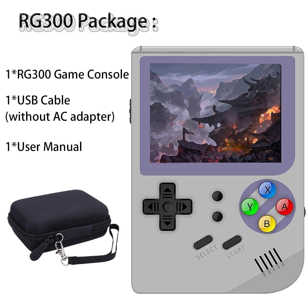 Diketigeey RG300 Handheld Game Console 2.8 Inch IPS Screen Open Source with 16 64G TF 5000+ Games 64Bit PS1 PCE 6 hours battery life Open Linux System Game Player (Gray)