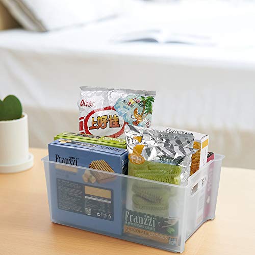 Jekiyo 4 Pack Stackable Pantry Freezer Bin, Small Plastic Storage Container Bins Box, Clear, F