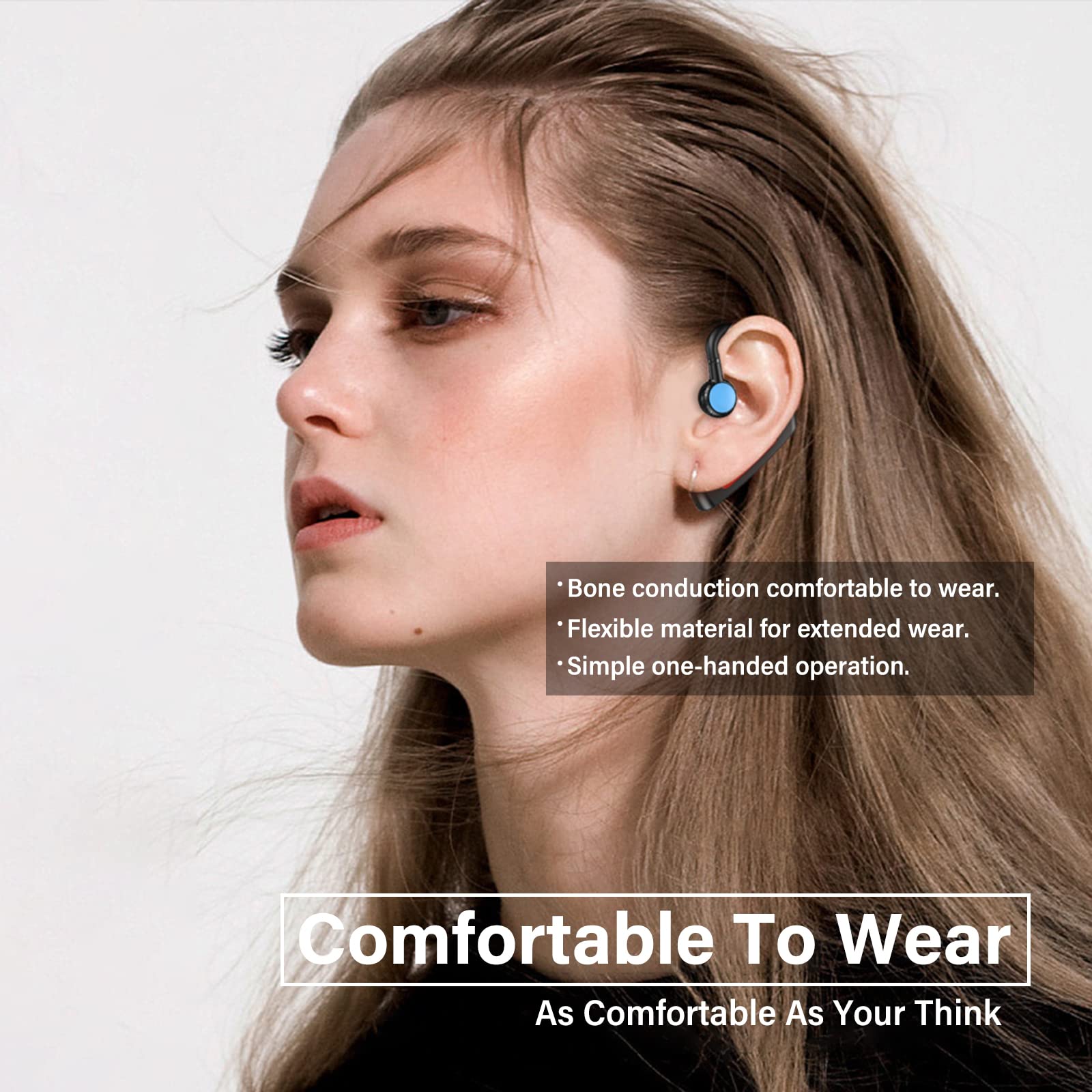 ESSONIO Bone Conduction Headphones Bluetooth earpiece Open Ear Headphones with Microphone for Cell Phone Computer IPX5 Waterproof Workout Headphones Hands Free for Sports Running…