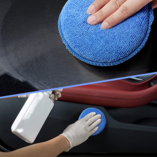 Tallew 12 Pack Microfiber Applicator Pad Microfiber Sponge for Car Include Round Wax Microfiber Applicator Rectangle Car Drying Towel Exterior Auto Detailing Kit for Cleaning (Blue)