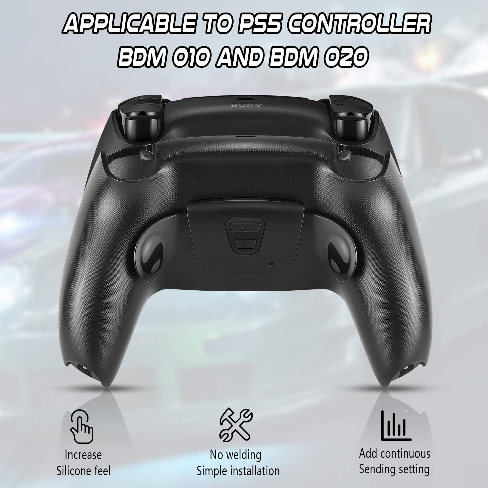 ECUCM Rubberized Grip Kit for PS5 Controller BDM 010 & BDM 020, PS5 Controller Back Button Attachment with Turbo Function/Mapping Function - Controller NOT Included