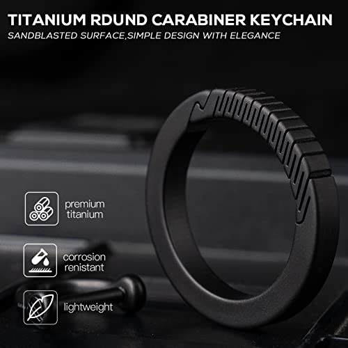 TISUR Titanium Carabiner Keychain Clip,D Key Rings for Keychains,Quick Release Keychain ,Key Chain Clip for Men Women (Black)