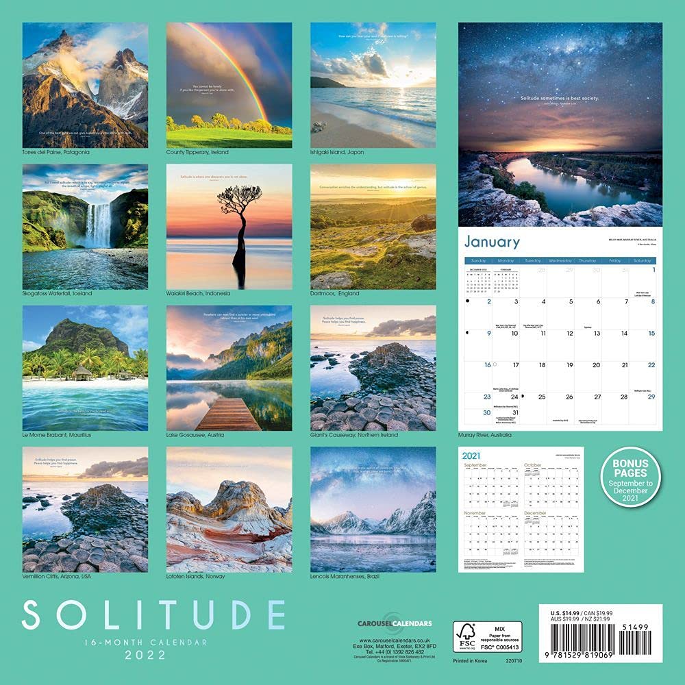 Carousel Calendars, Solitude 2022 Wall Calendar