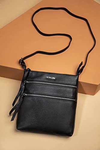 ESTALON Leather Crossbody Bags for Women - Purses Women's Shoulder Sling Handbags (Black)