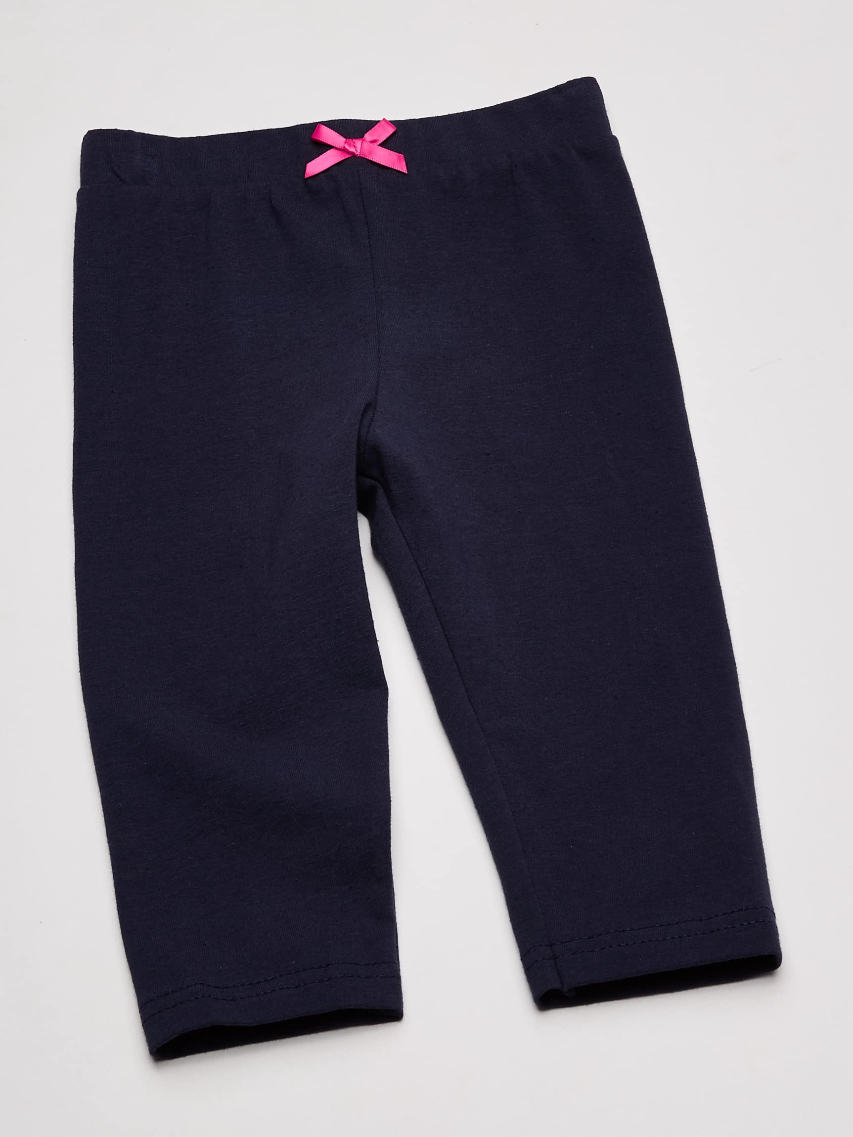 Luvable Friends Baby Girl Cotton Leggings, Dark Pink Navy, 2 Toddler