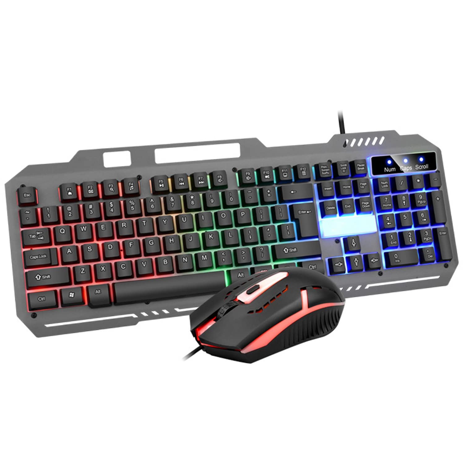 EXHNLE Mechanical Keyboard and Mouse Combo Wired 104 Keys Backlit Gaming Keyboard Red Switch, with 104 Key Computer PC Gaming Keyboard for PC/Laptop (Color : Black)