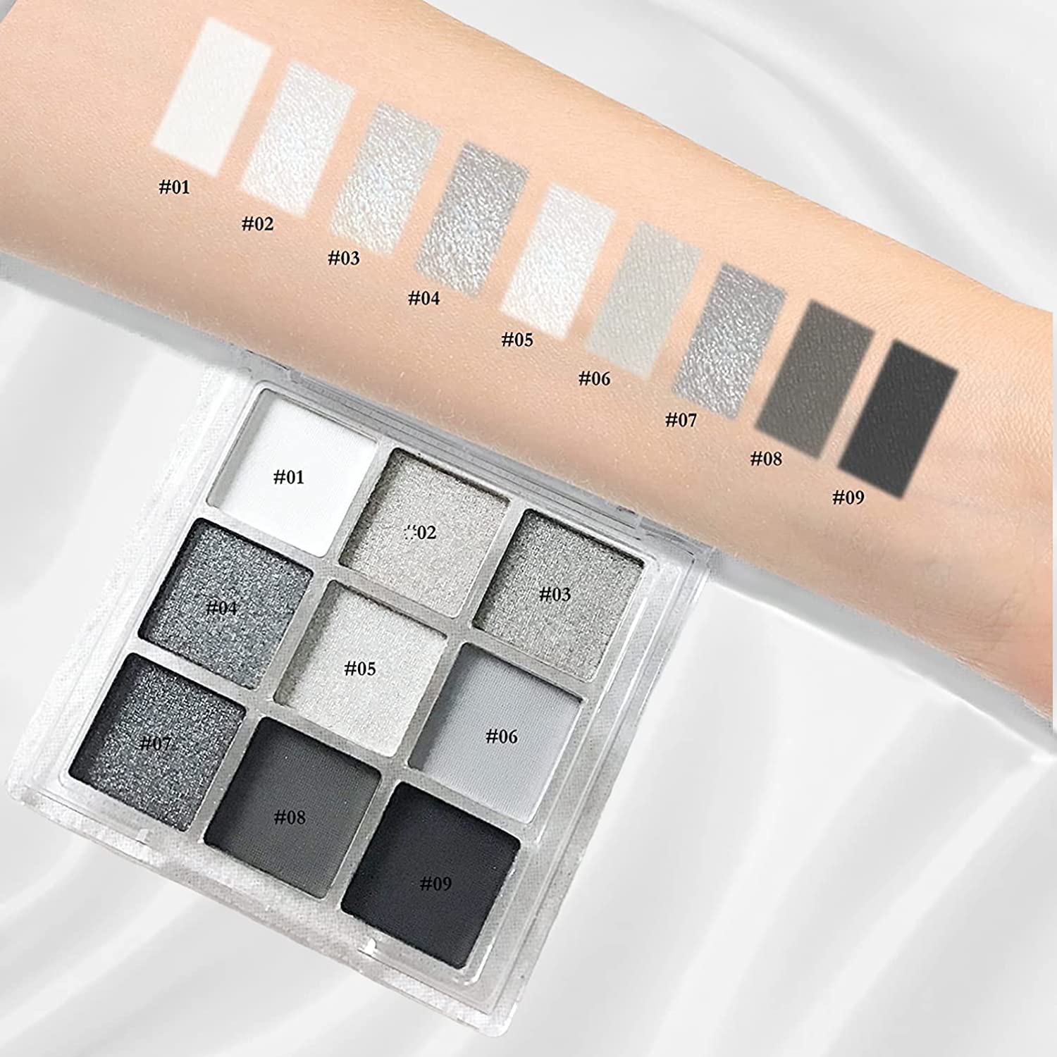 Miniling 9 Colors Smokey Grey Eyeshadow Palette,Highly Pigmented Mattes Shimmers Naked Powder Eyeshadow Palette,Long Lasting Waterproof Eye Shadow Makeup Palette with Eyeshadow Brush (Smoky Set)