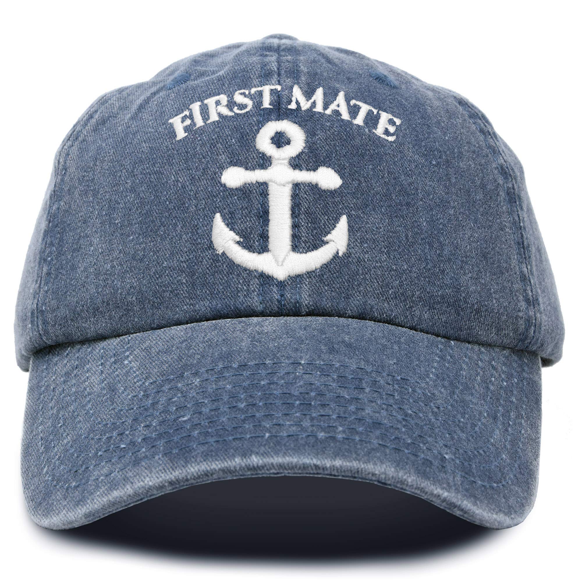DALIX First Mate Hat Sailing Baseball Cap Sailor Gift Men Women Blue Vintage