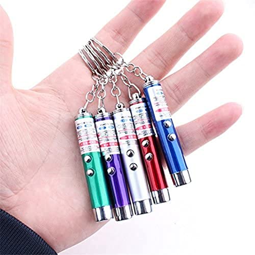 WNZQK 6 PCS Cat Toys Laser Pointer Mini Keychain Laser Pointer LED Flashlight Dog Laser Toy Pet Remote Control Laser (6 Pcs Pack A)