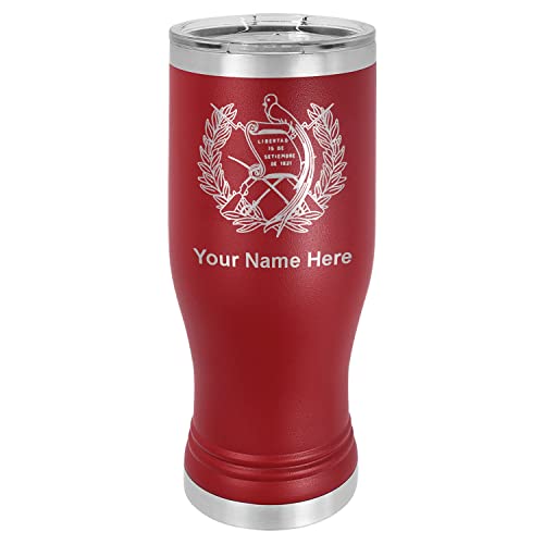 LaserGram 20oz Vacuum Insulated Pilsner Mug, Flag of Guatemala, Personalized Engraving Included (Maroon)