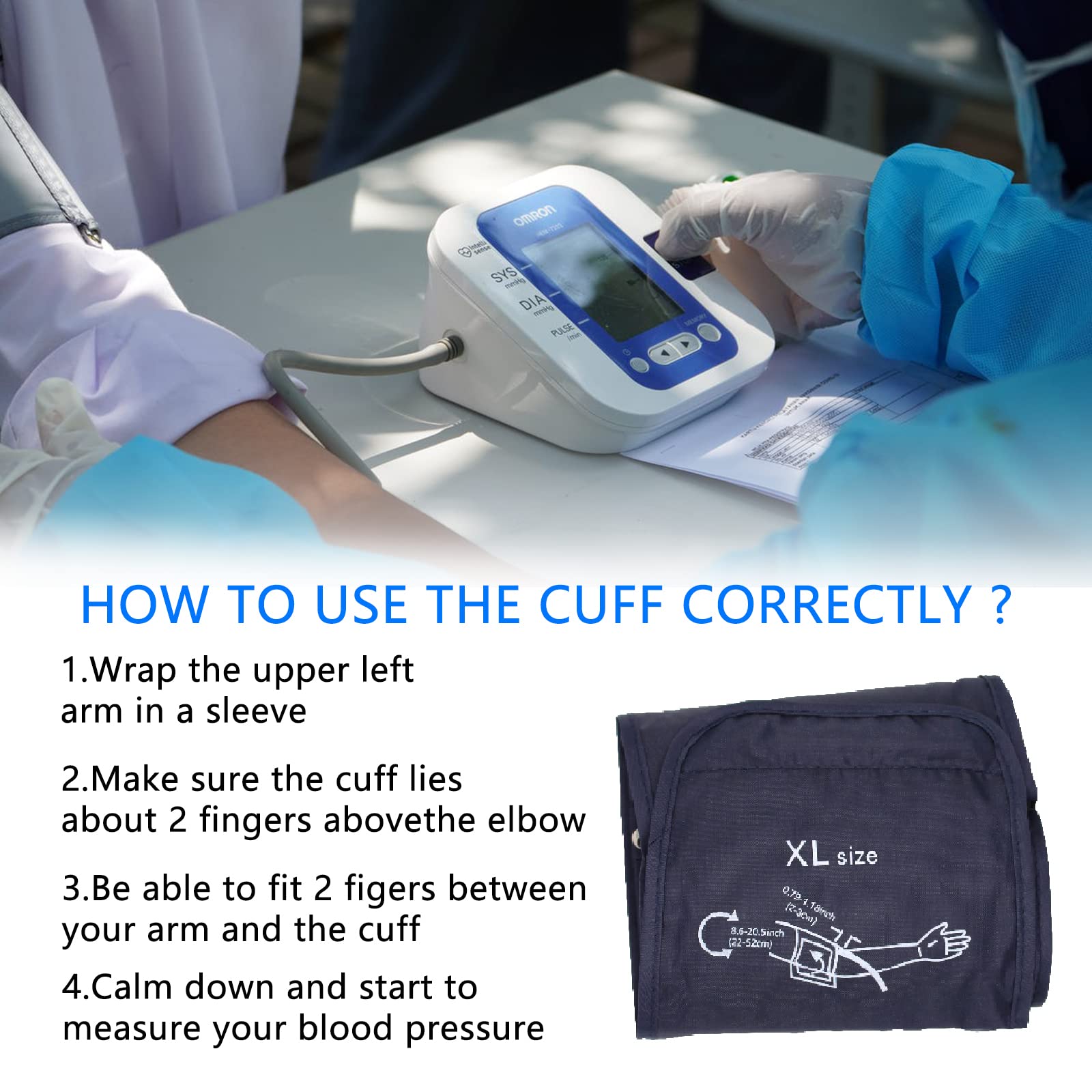 Extra Large Blood Pressure Generic Replacement Cuff,Extra Large Cuff Applicable for 8.6"-20.5" Inches (22-52cm) Big Arm Home Use,only Cuff,BP Machine Not Included