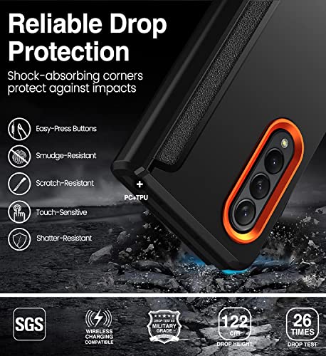 X-FOUR Galaxy z fold 3 case - Magnetic Soft Case Compatible for Samsung Galaxy Z Fold 3 Case 5g Hinge Protection Full Body Dual Layer Shockproof Smartphone Protective Cover No Adhesive, Red