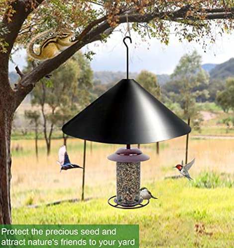 Fandature 19 Inch PP Squirrel Proof Baffle for Protecting Outside Pole Bird Feeders and Bird Houses, Hang Mount Raccoon and Squirrel Guard Stopper for Shepherd Hooks - Black, 1 Pack